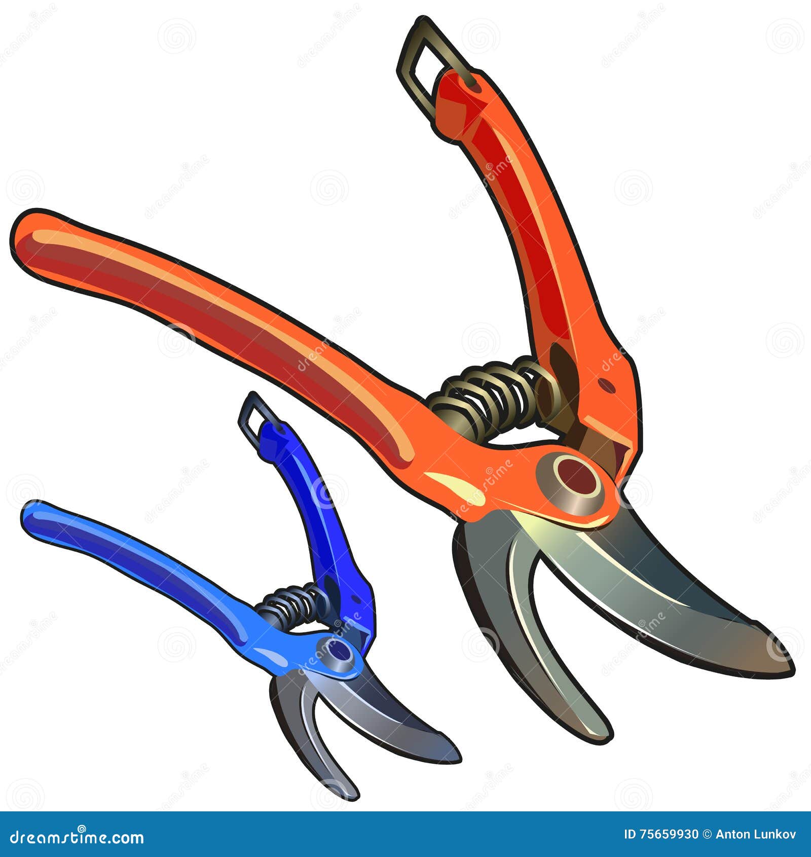 Two Powerful Garden Shears, Tool Gardener Stock Vector - Illustration ...