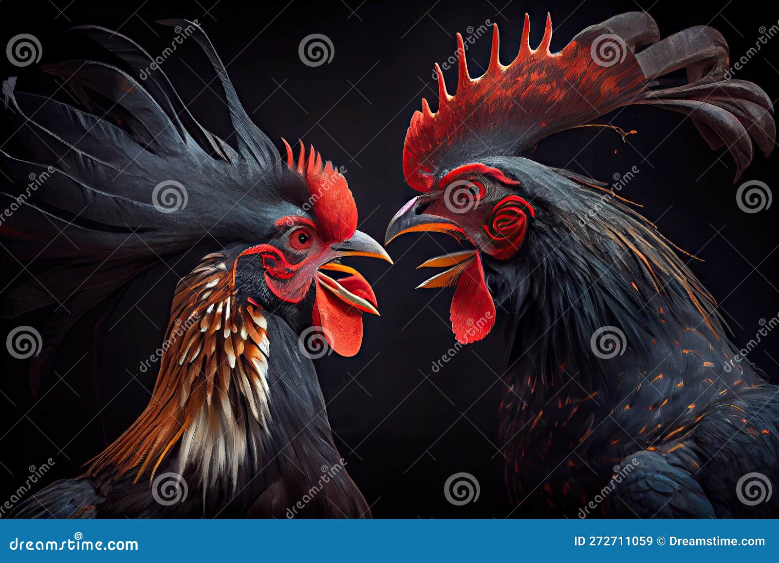 Two Powerful Roosters Peck Each Other in Head at Cockfights Stock ...