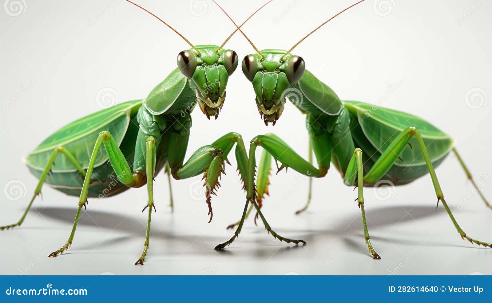 Two Praying Mantis. Generative AI. Stock Illustration - Illustration of ...
