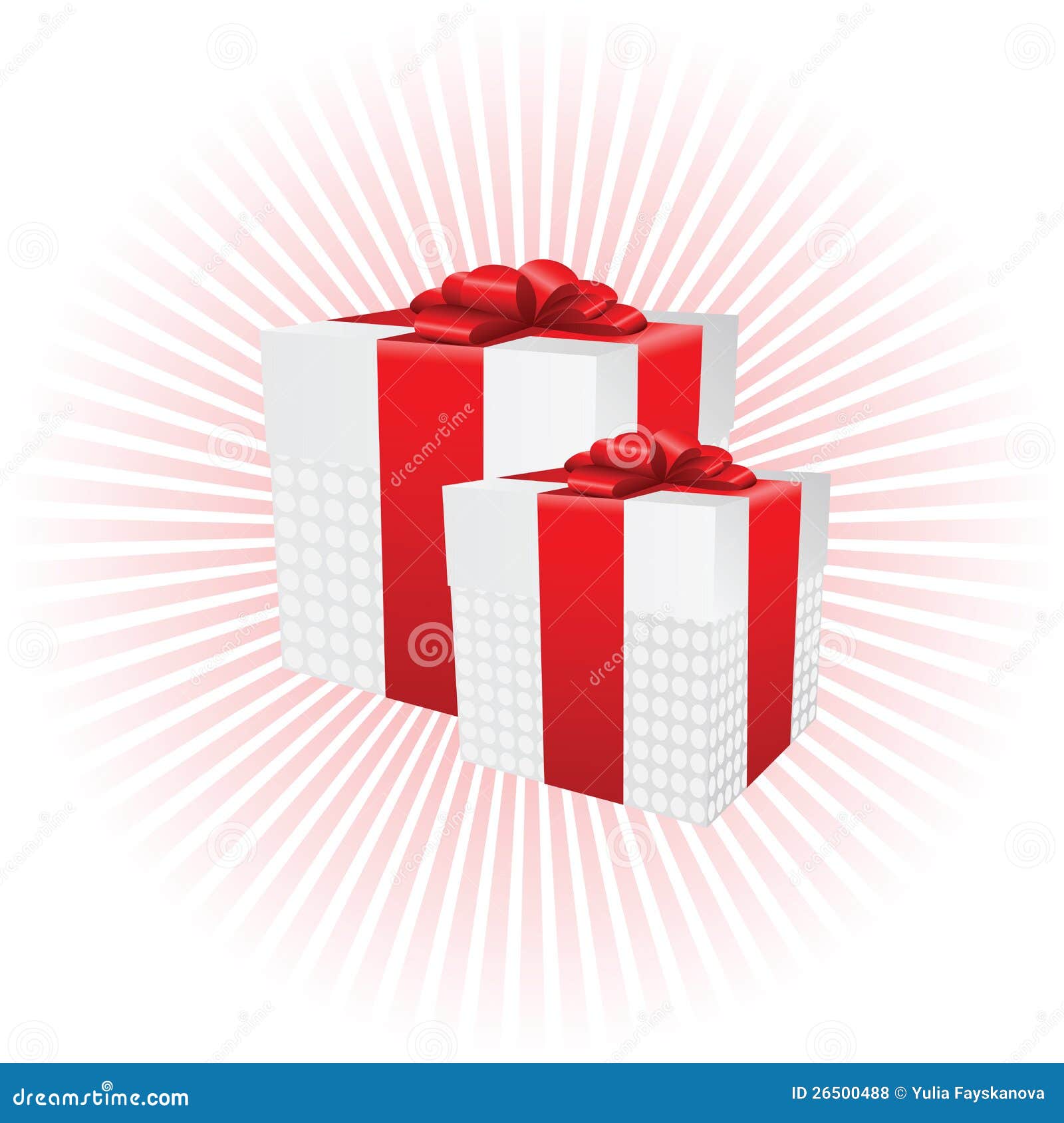 Two Present Boxes on Radial Background Stock Vector - Illustration of ...
