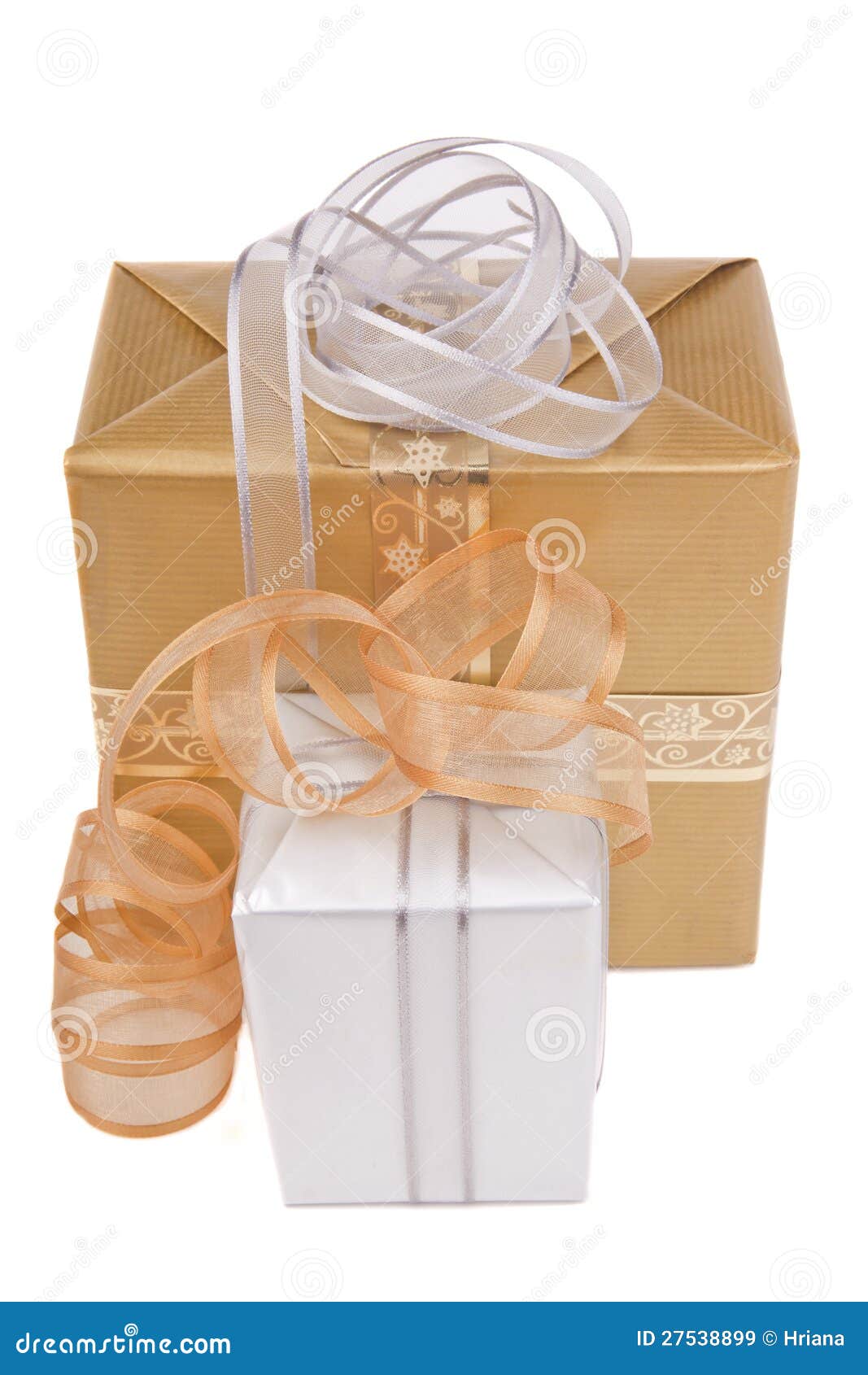 Two presents stock image. Image of gold, retail, present - 27538899