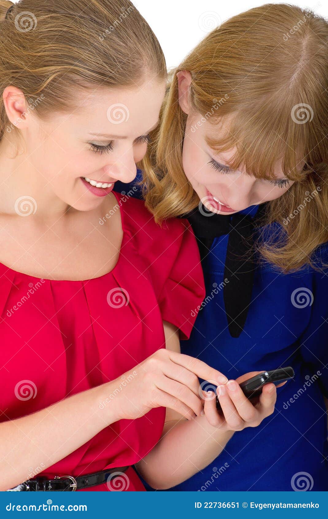 Two Pretty Girls with a Mobile Phone Stock Image - Image of happiness ...