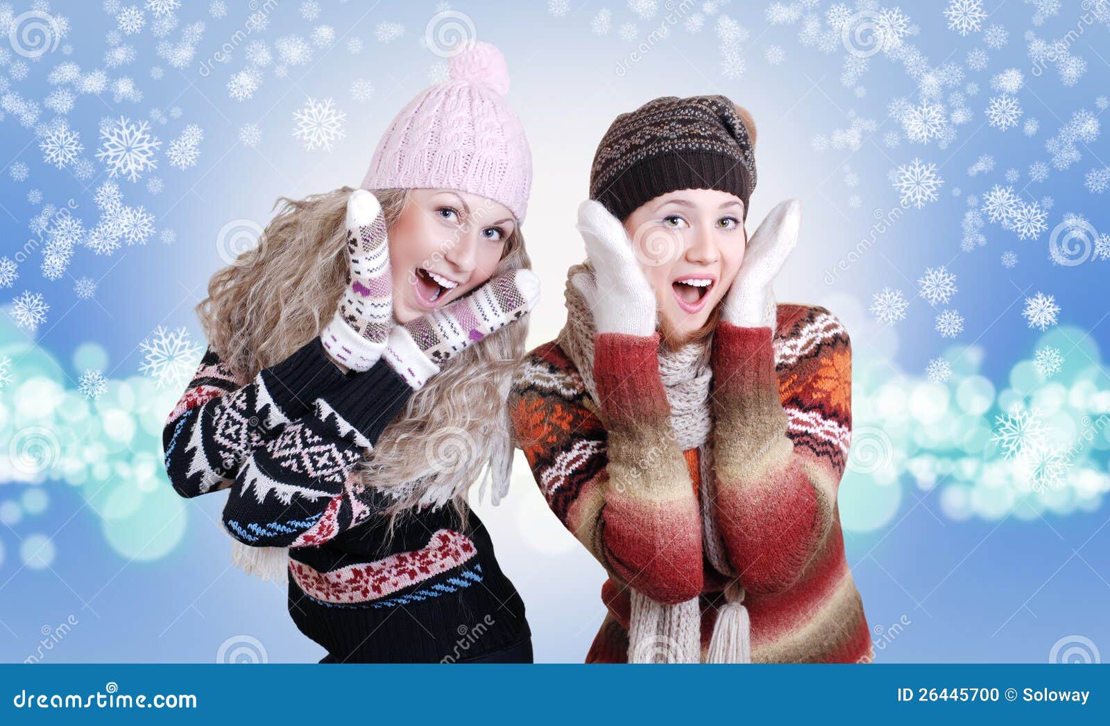 Two Pretty Laughing Surprised Girls Stock Photo - Image of portrait ...