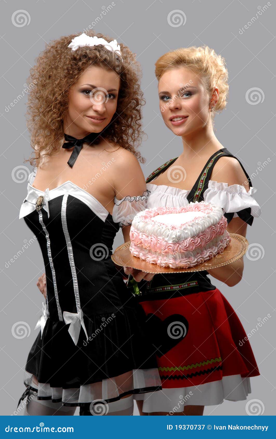 Two pretty waitress stock image. Image of happy, delicate - 19370737