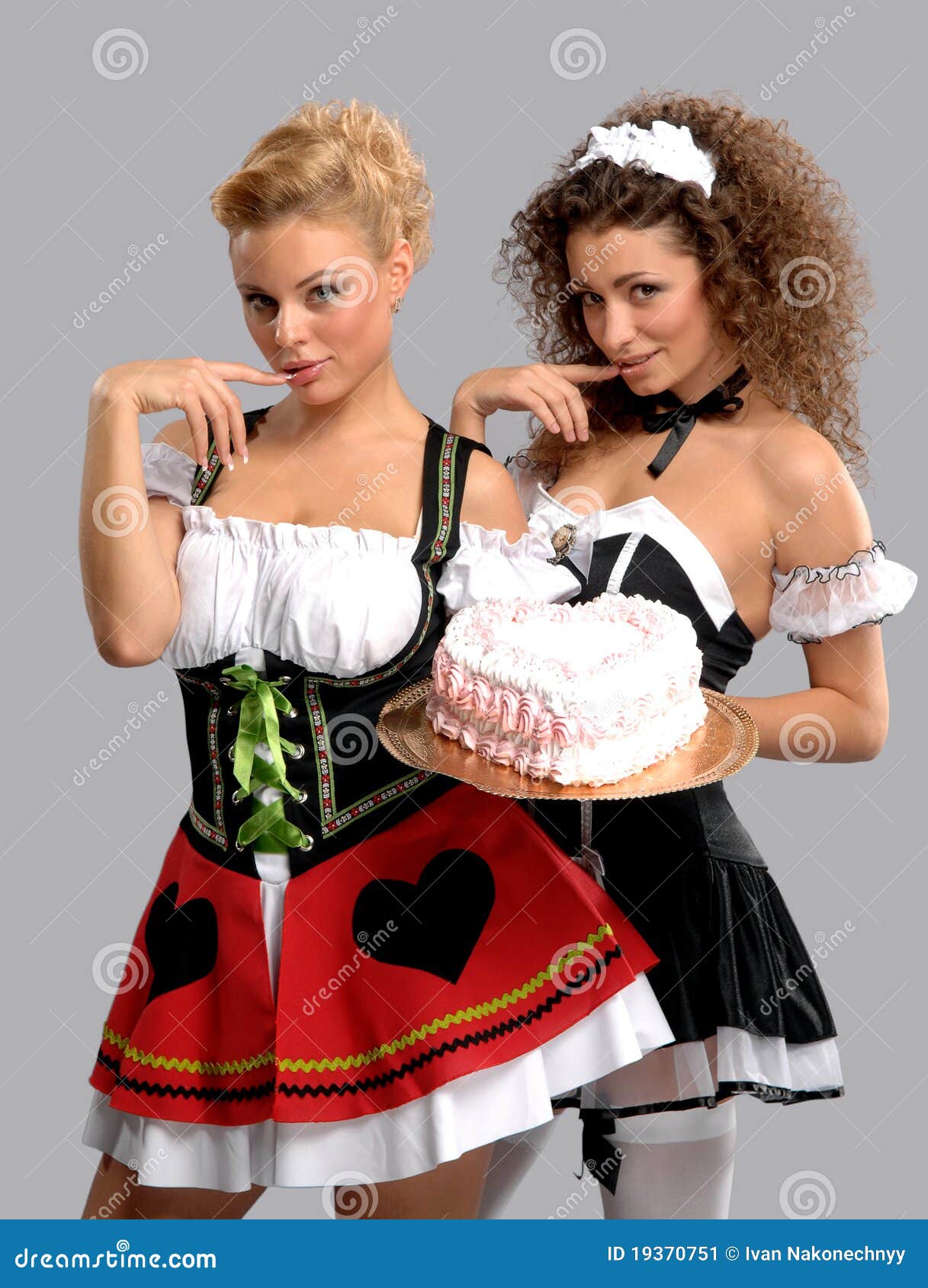 Two pretty waitress stock image. Image of feminine, mouth - 19370751