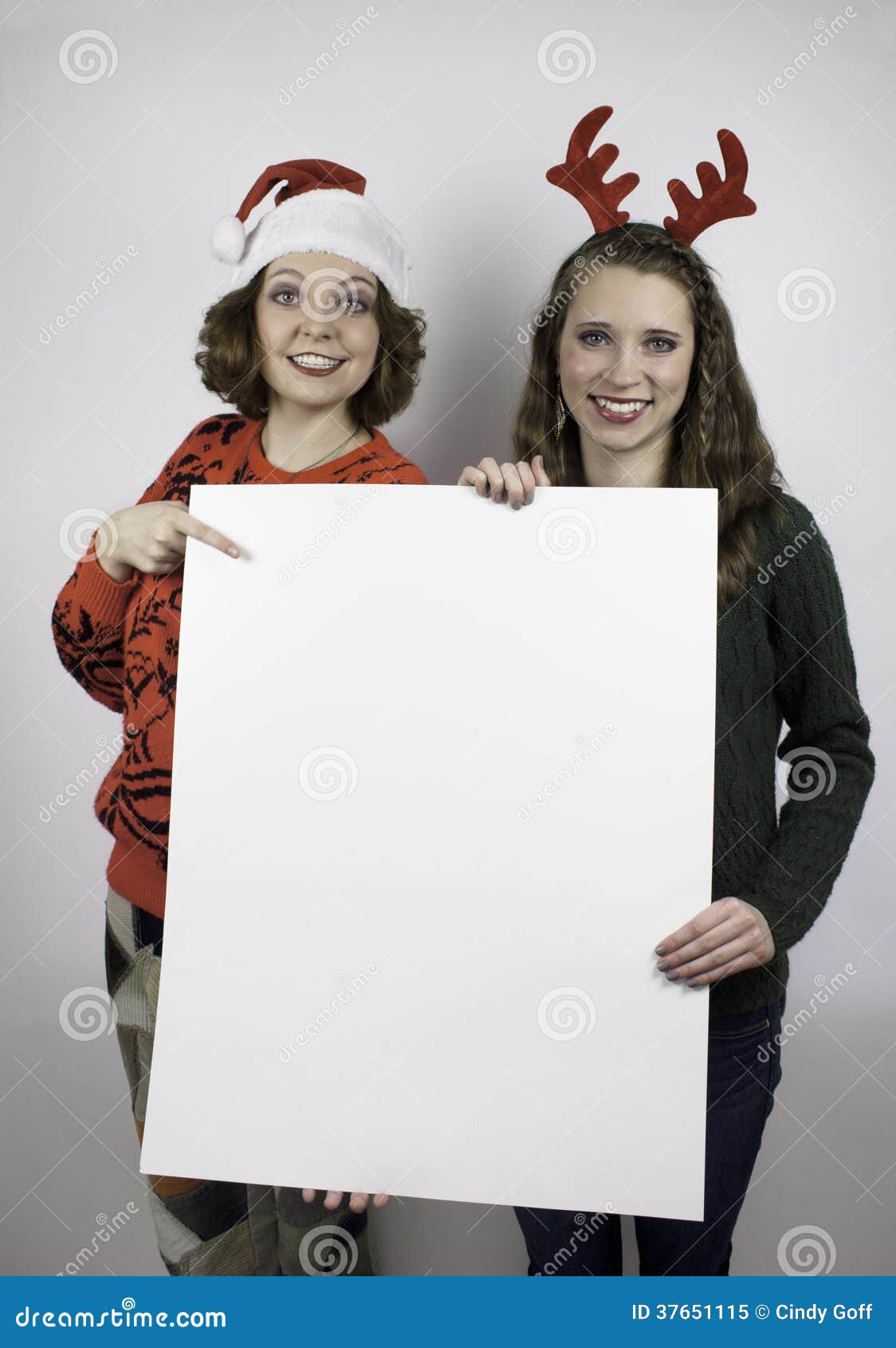 Two Pretty Woman Holding Signs Stock Image - Image of caucasian, person ...