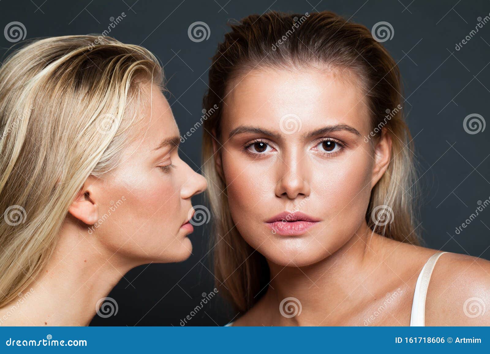 Two Pretty Women Faces, Closeup Portrait Stock Photo - Image of beauty ...