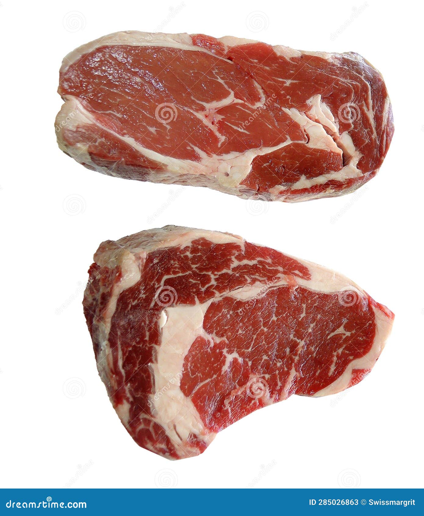 Two Prime Rib Eye Steak on a White Background Stock Image - Image of ...