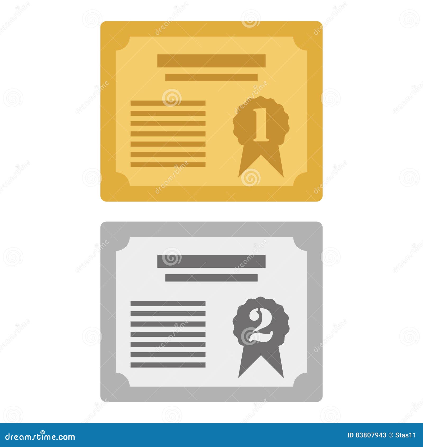 Two Prize Certificates for 1st and 2nd Stock Illustration ...