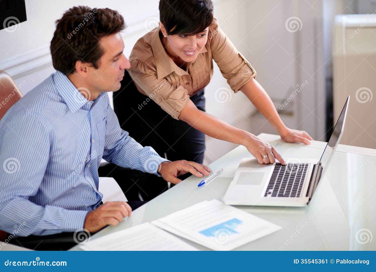 Two Professional Colleagues Looking at Computer Stock Image - Image of ...