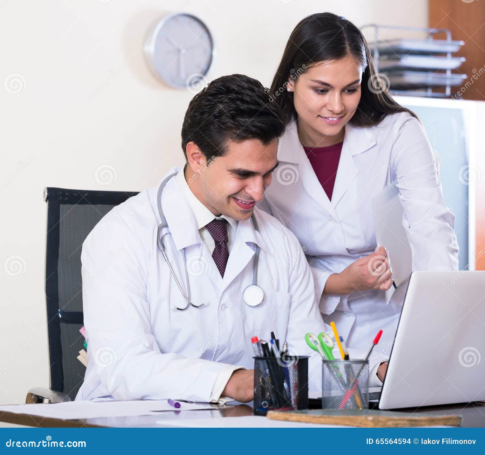 Two Professional Doctors Brainstorming and Sharing Information Stock ...