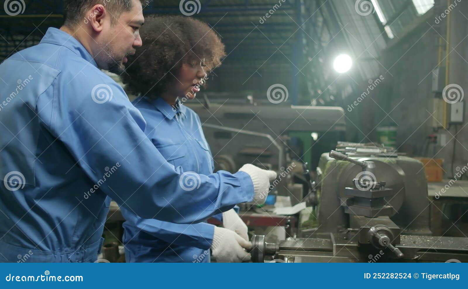 Two Professional Industry Workers Work in Metalwork Manufacturing ...