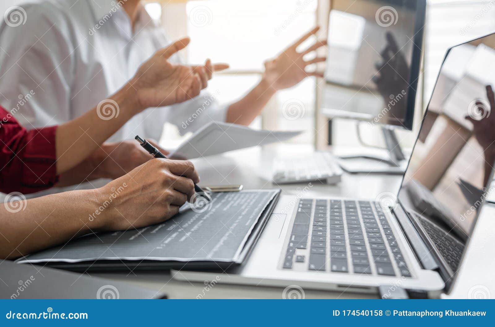 Two Professional Programmer Cooperating and Working on Web Site Project ...