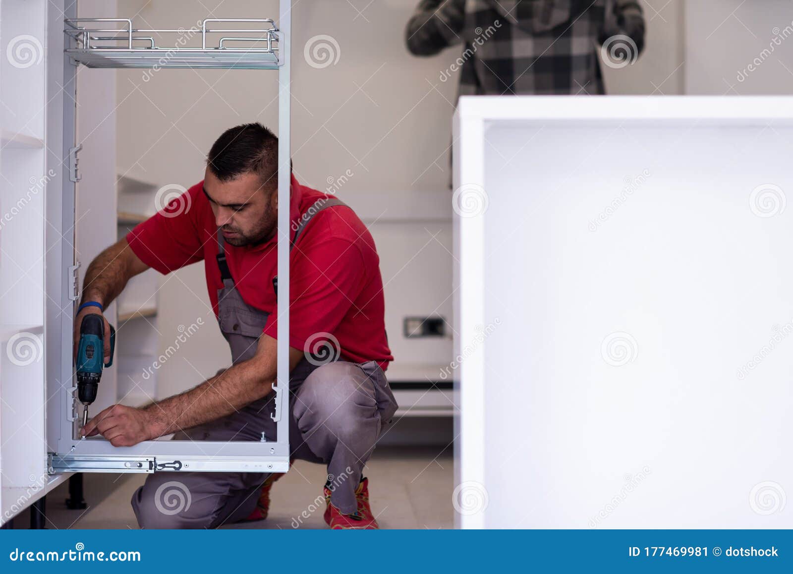 Workers Installing a New Kitchen Stock Image - Image of apartment ...