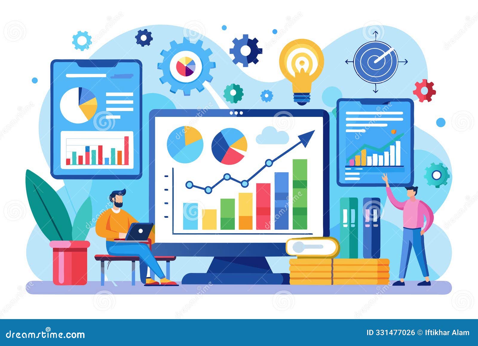 Two Professionals Analyze Business Financial Trends Using a Computer ...