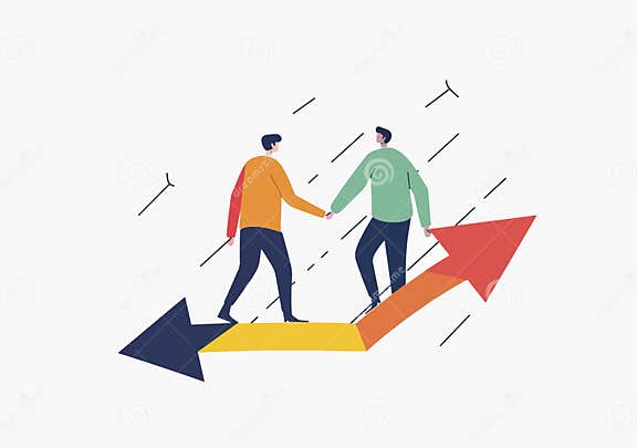 Two Professionals Shaking Hands on Arrow Path Symbolizing Mutual ...