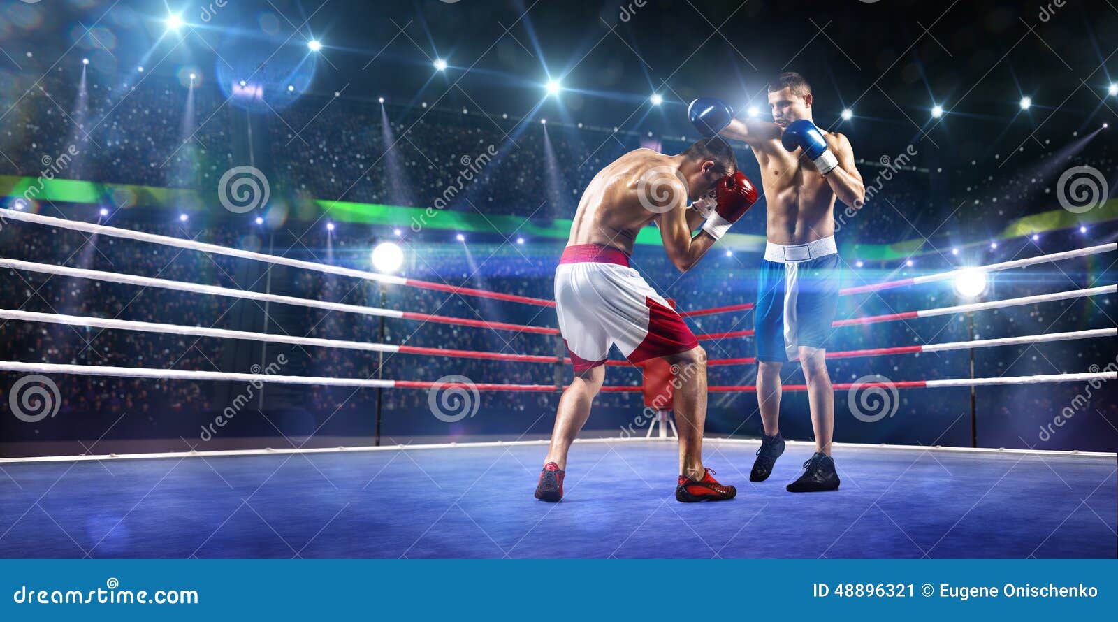 Two Professionl Boxers are Fighting on Arena Stock Image - Image of ...