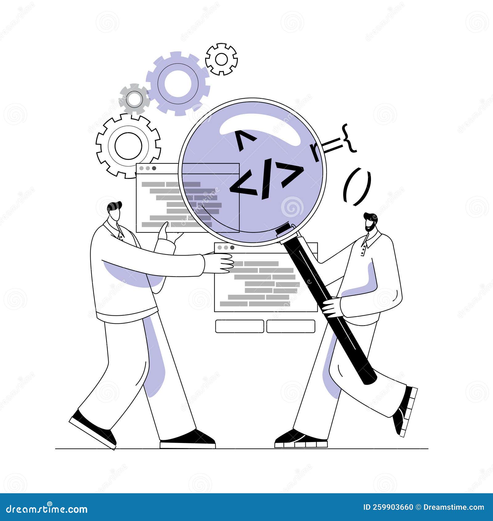 Two Programmers Study the Program Code. Stock Vector - Illustration of ...