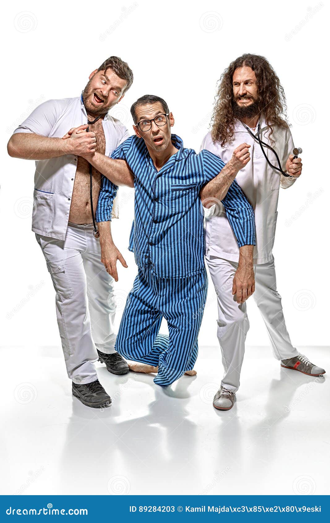 Two Psychiatrists Holding a Lunatic Stock Image - Image of patient ...