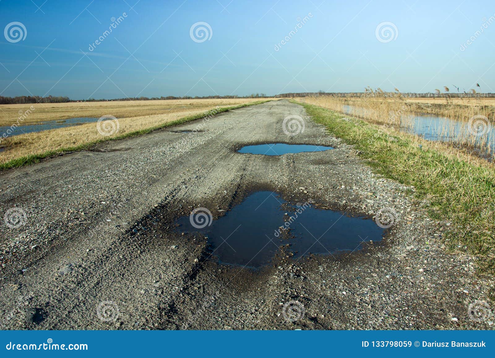 Two Puddles on a Gravel Road Stock Image - Image of spring, summer ...
