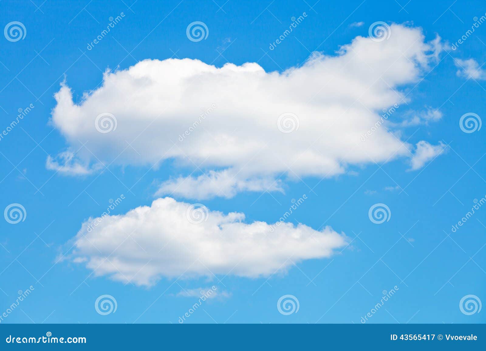 Two Puffy White Clouds in Blue Sky Stock Image - Image of nature ...