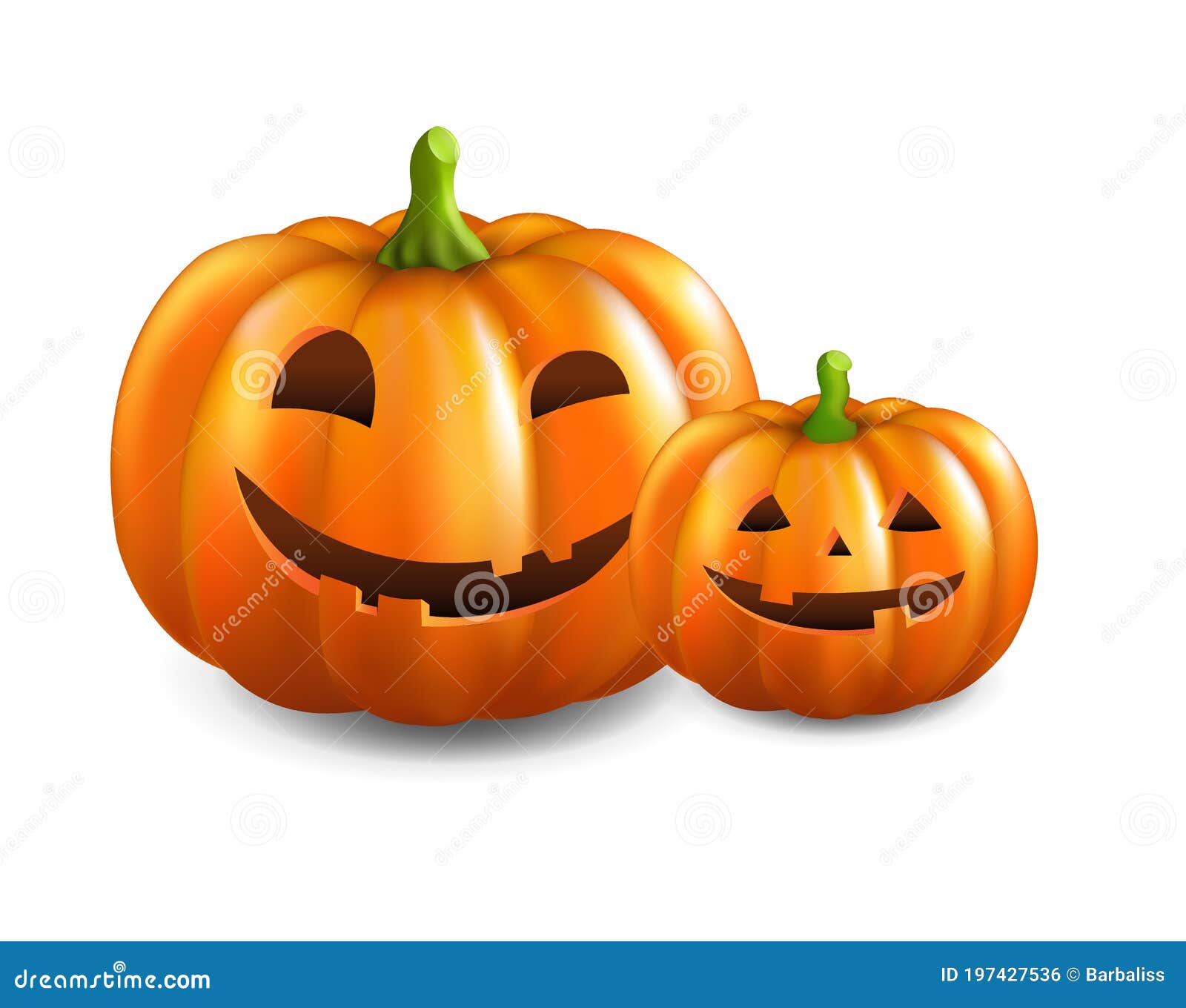 Two Pumpkins Isolated White Background Stock Vector - Illustration of ...