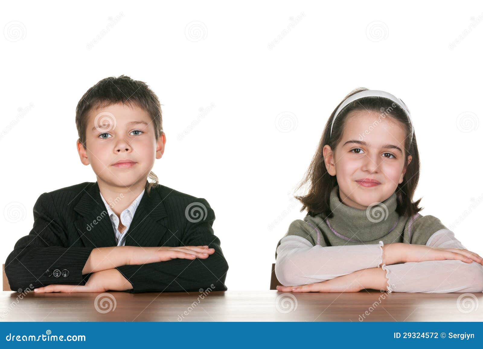 Two pupils at the desk stock photo. Image of white, together - 29324572