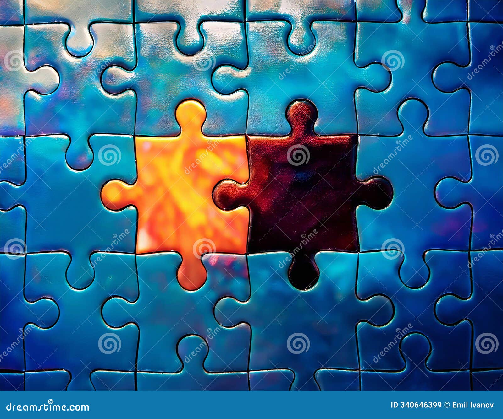Two Puzzle Pieces Completing the Puzzle Solution Stock Illustration ...