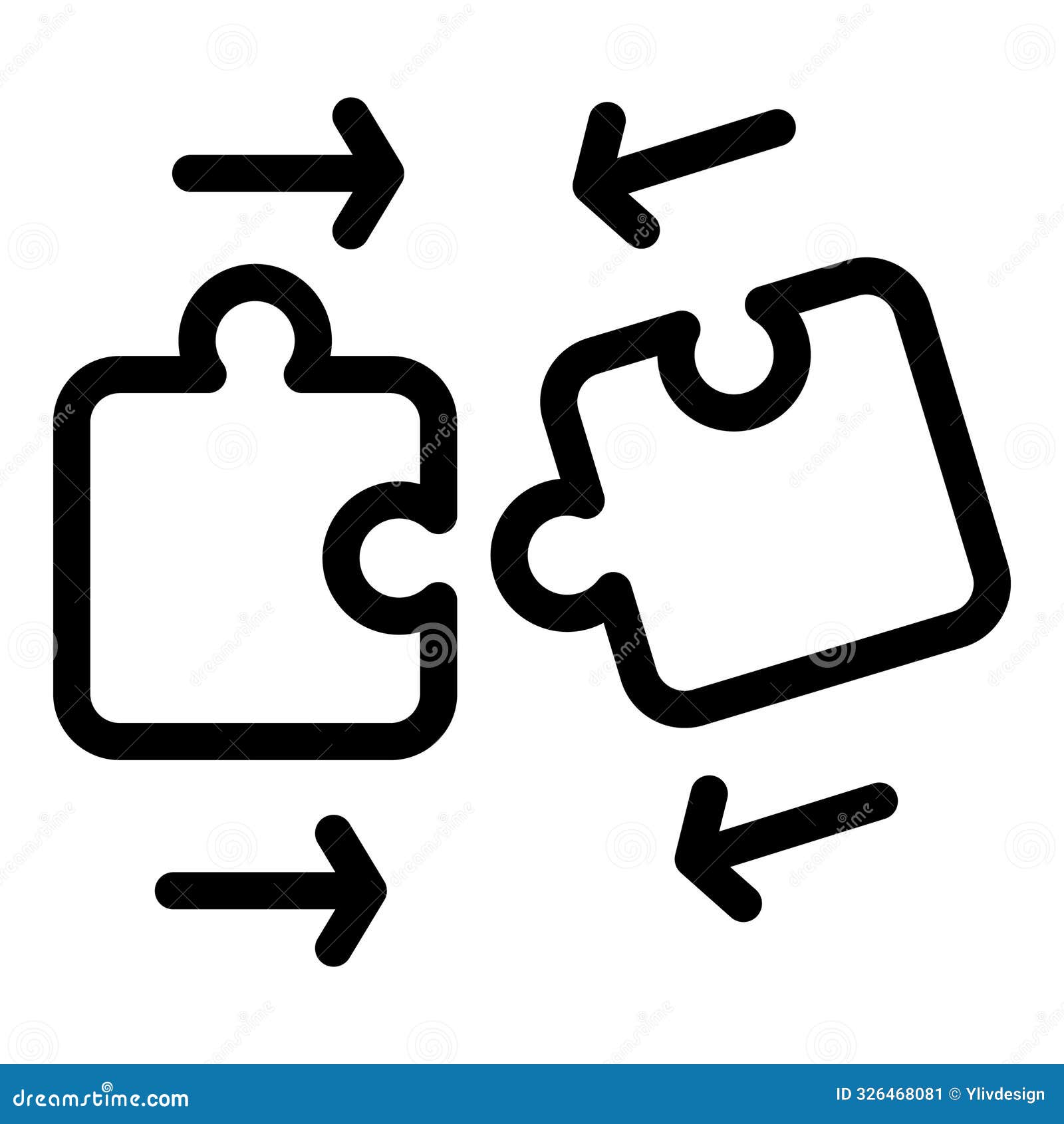 Two Puzzle Pieces Connecting with Arrows Showing Different Directions ...