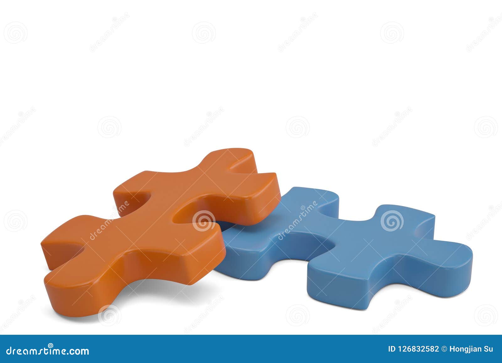 Two Puzzle Pieces.3D Illustration. Stock Illustration - Illustration of ...
