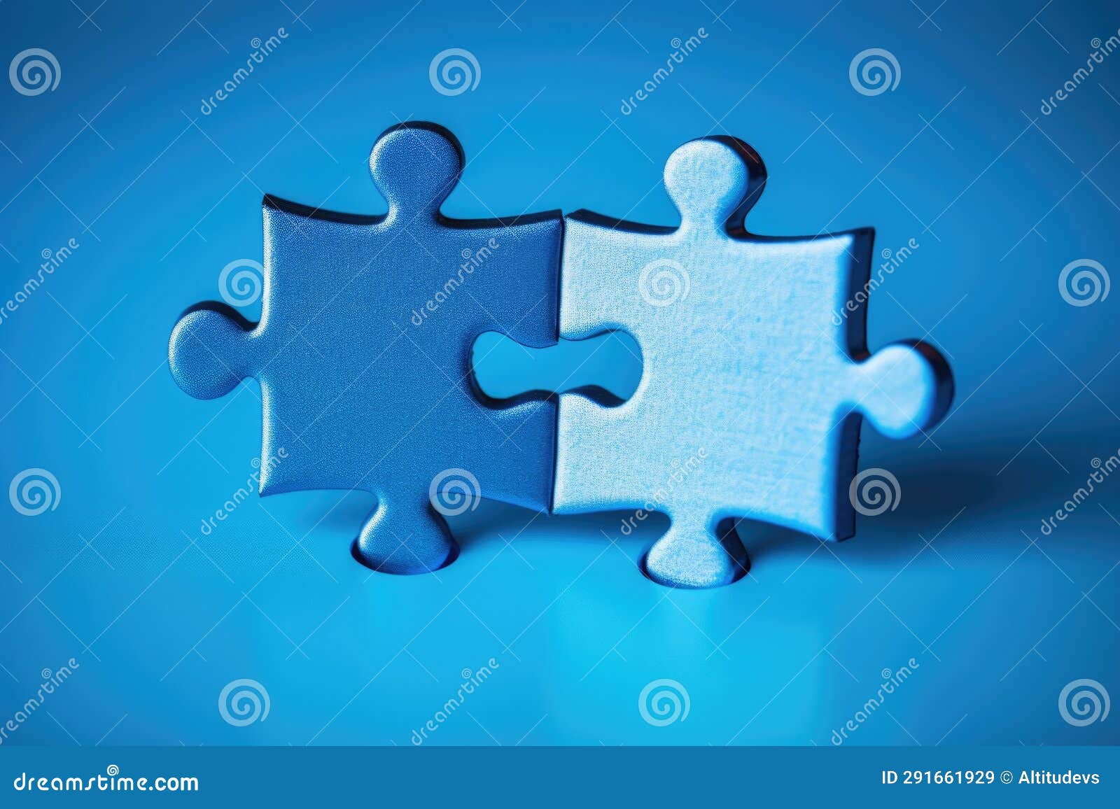 Two Puzzle Pieces Fitting Together on a Blue Background Stock Image ...