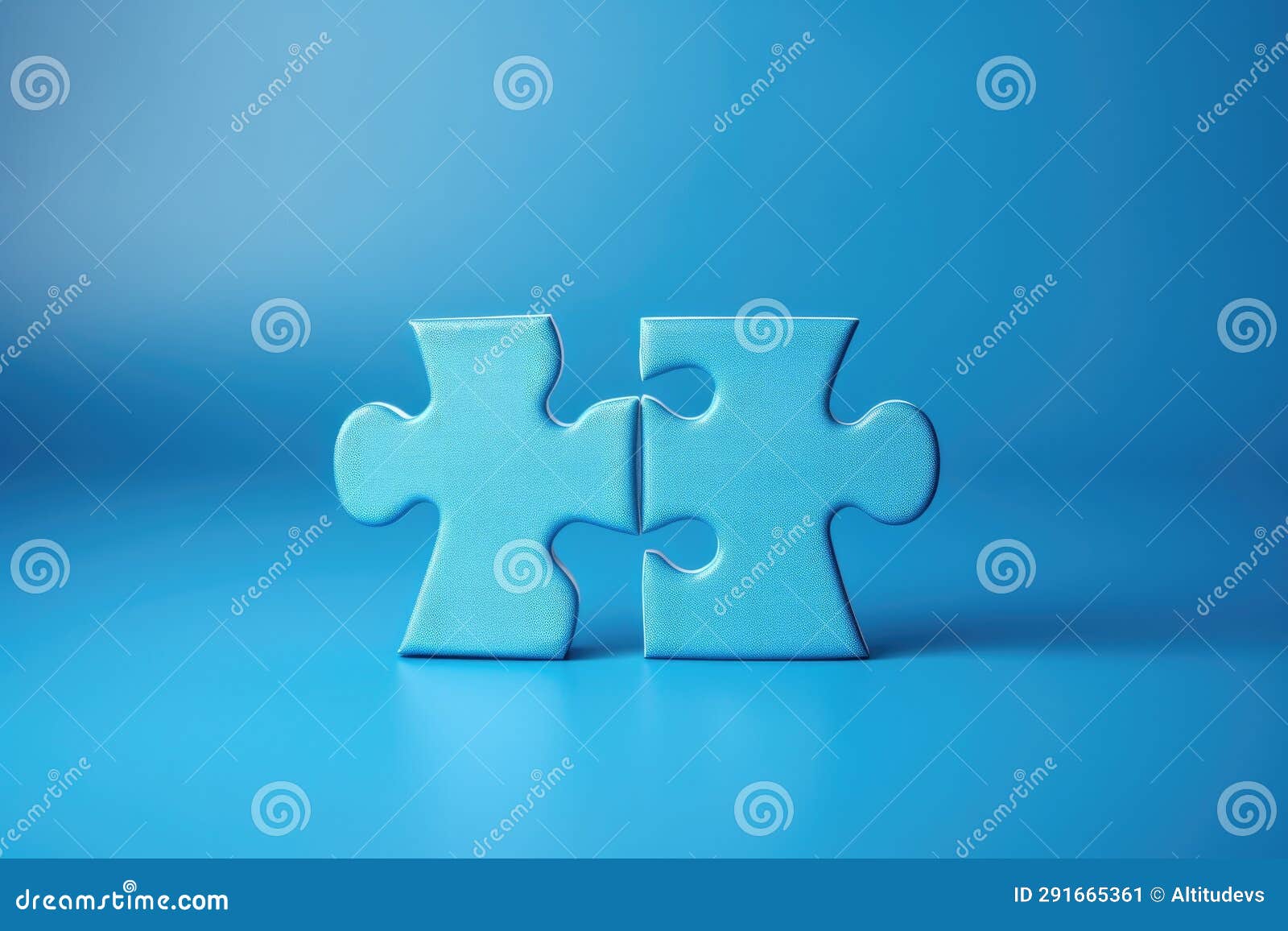 Two Puzzle Pieces Fitting Together on a Blue Background Stock Image ...