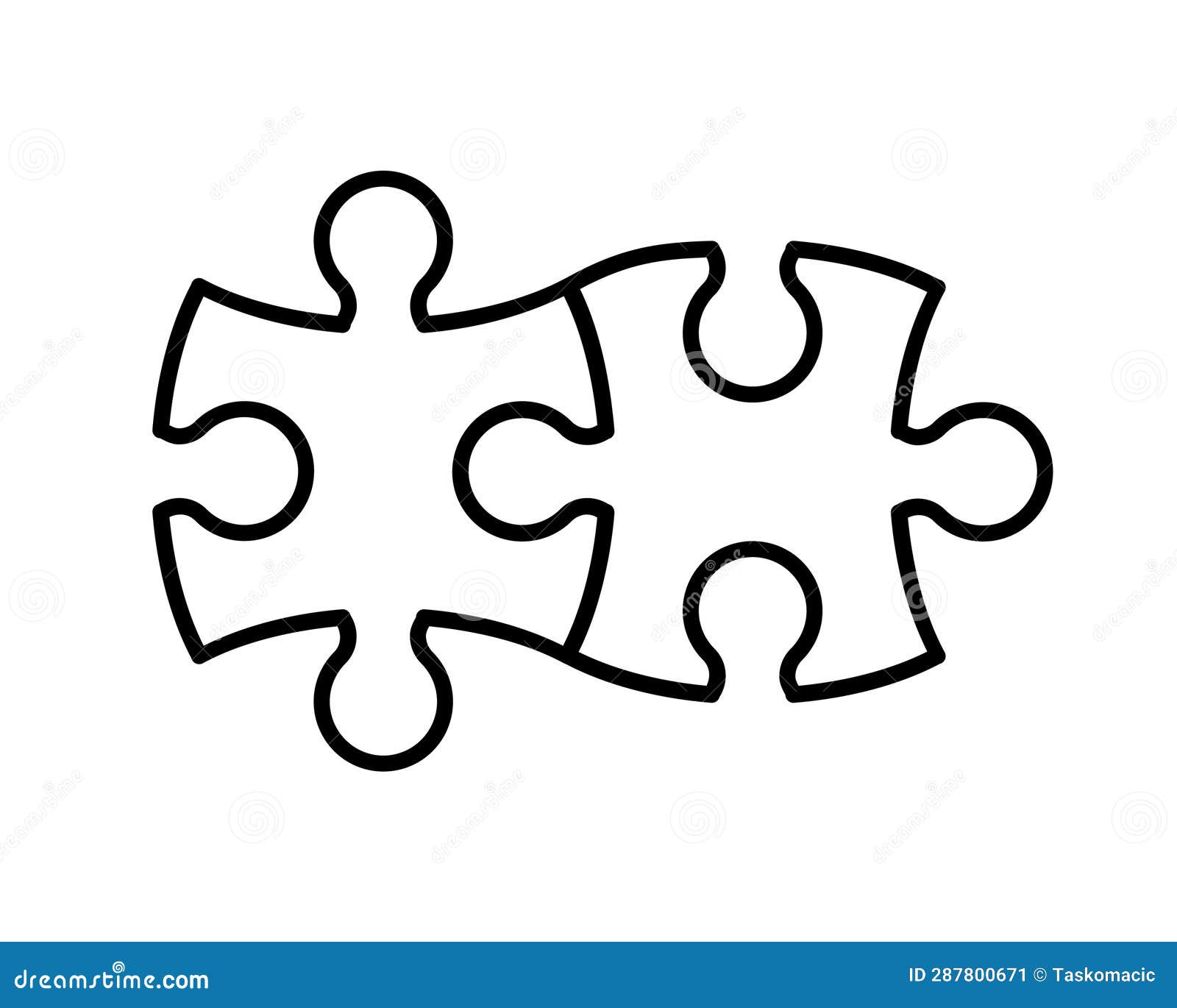 Two Puzzle Pieces Fitting Together Line Icon. Solution Concept ...