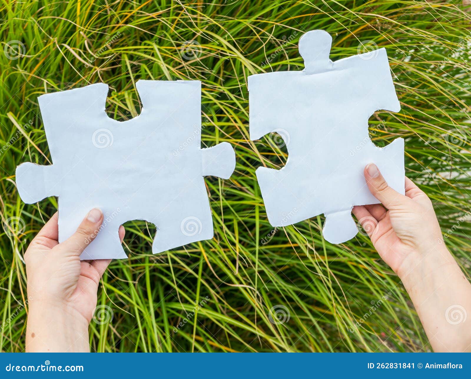 Two Puzzle Pieces are Put Together Symbolically Stock Image - Image of ...