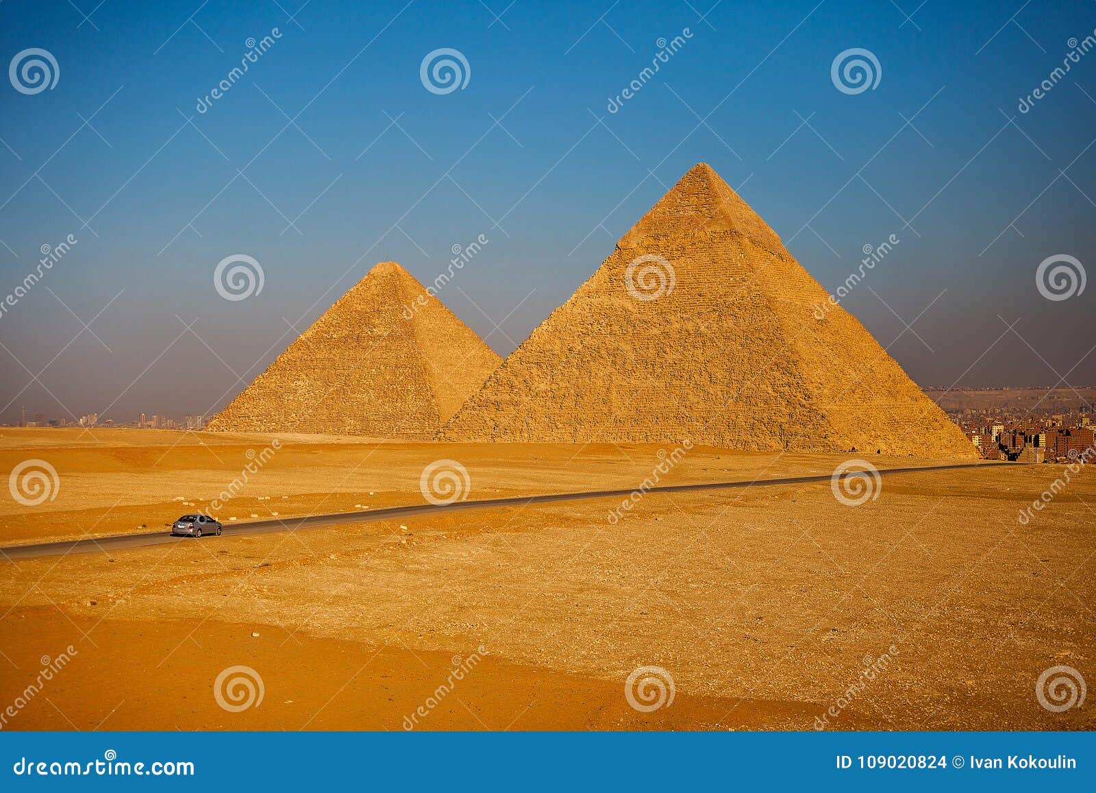 Two Pyramids of Cairo at Sunset Stock Photo - Image of stone, outdoors ...