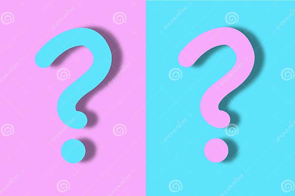Two Question Marks in the Colors of Light Blue and Pink Stock ...