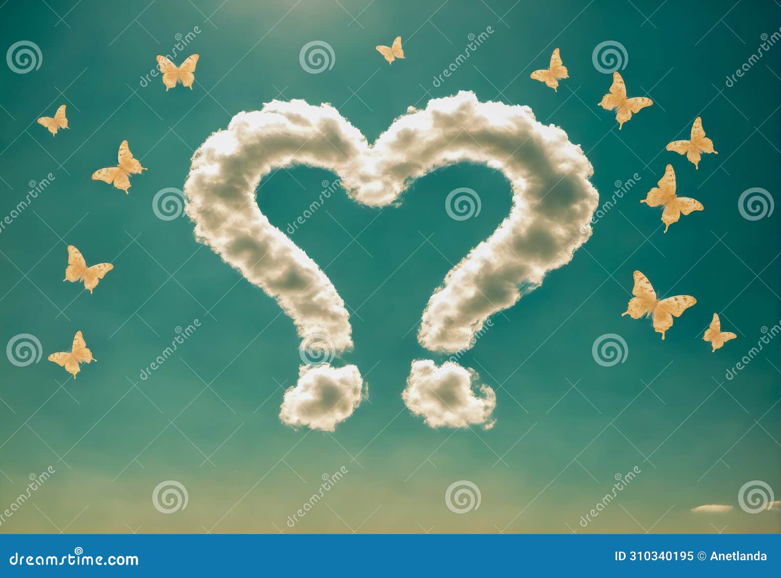 Two Question Marks in Form of Heart on Blue Sky Stock Illustration ...