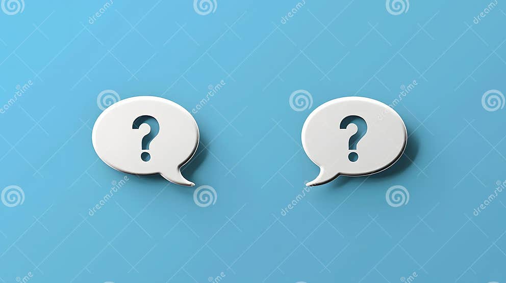 Two Question Marks in Speech Bubbles on Blue Background Questions ...