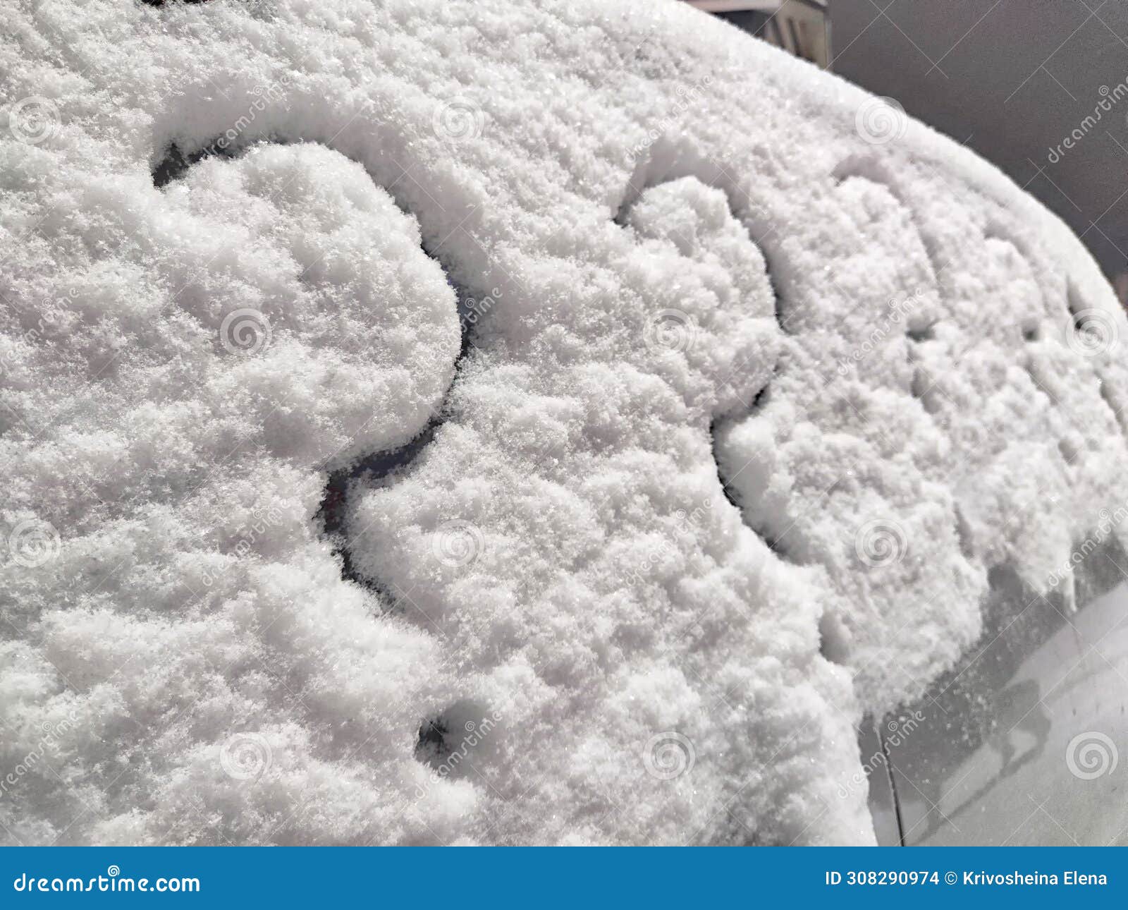 Two Question Marks Written in the Snow. the Cold Frosty Texture of the ...