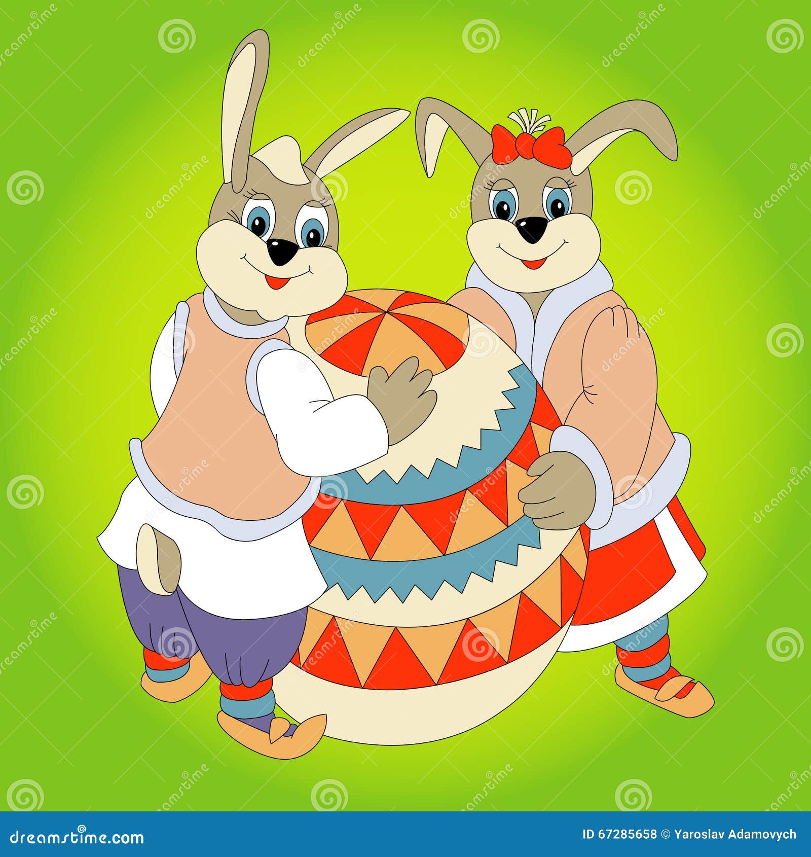 Two Rabbit Easter Egg stock vector. Illustration of happy - 67285658