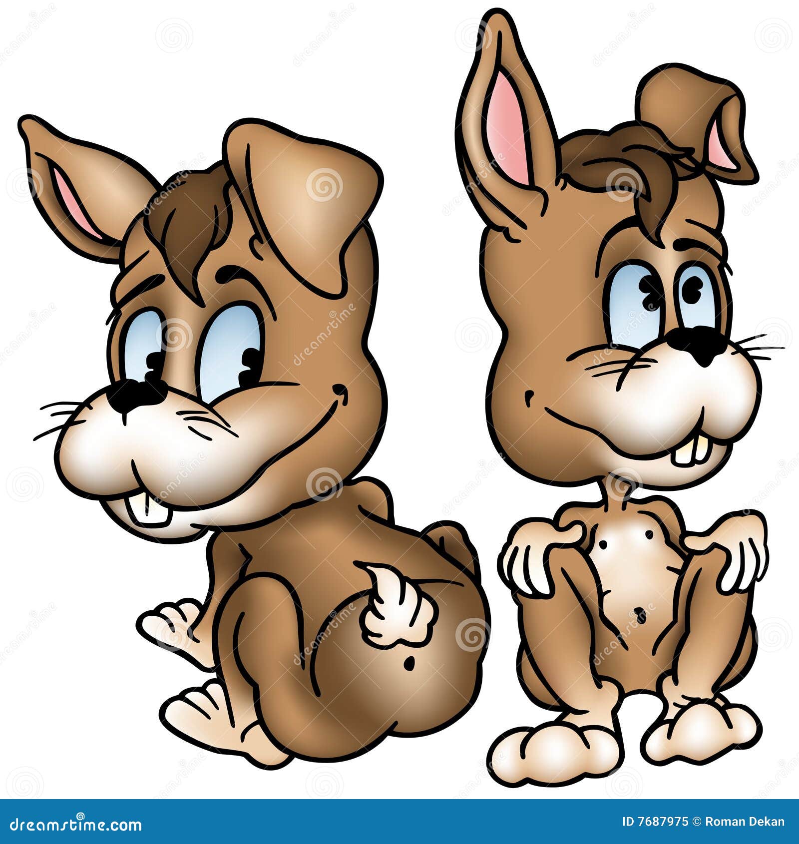 Two Rabbits stock vector. Illustration of cartoons, drawn - 7687975