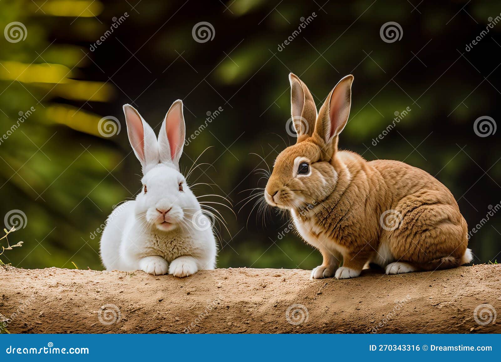 Two Rabbits on the Ground. Generated by AI. Stock Illustration ...