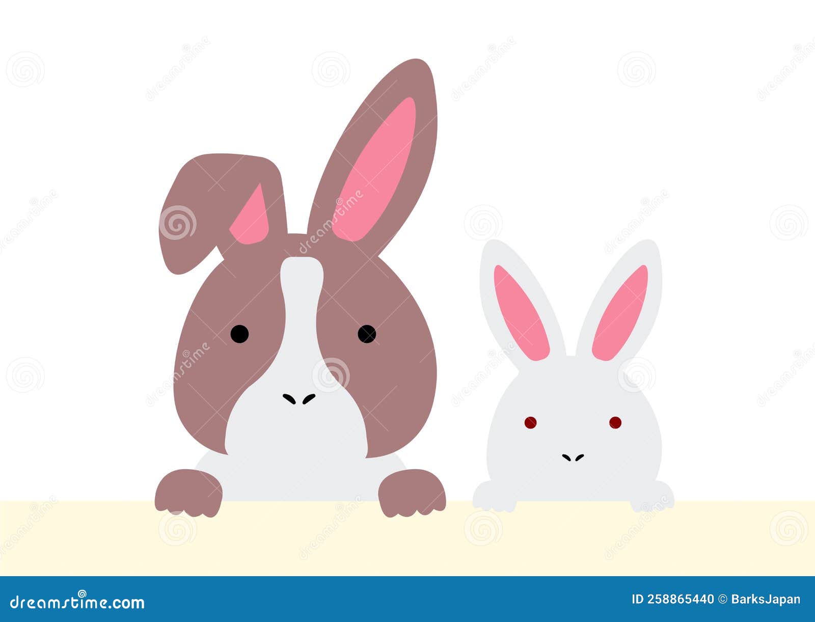 Two Rabbits Looking Straight Ahead. Vector Illustration Stock ...