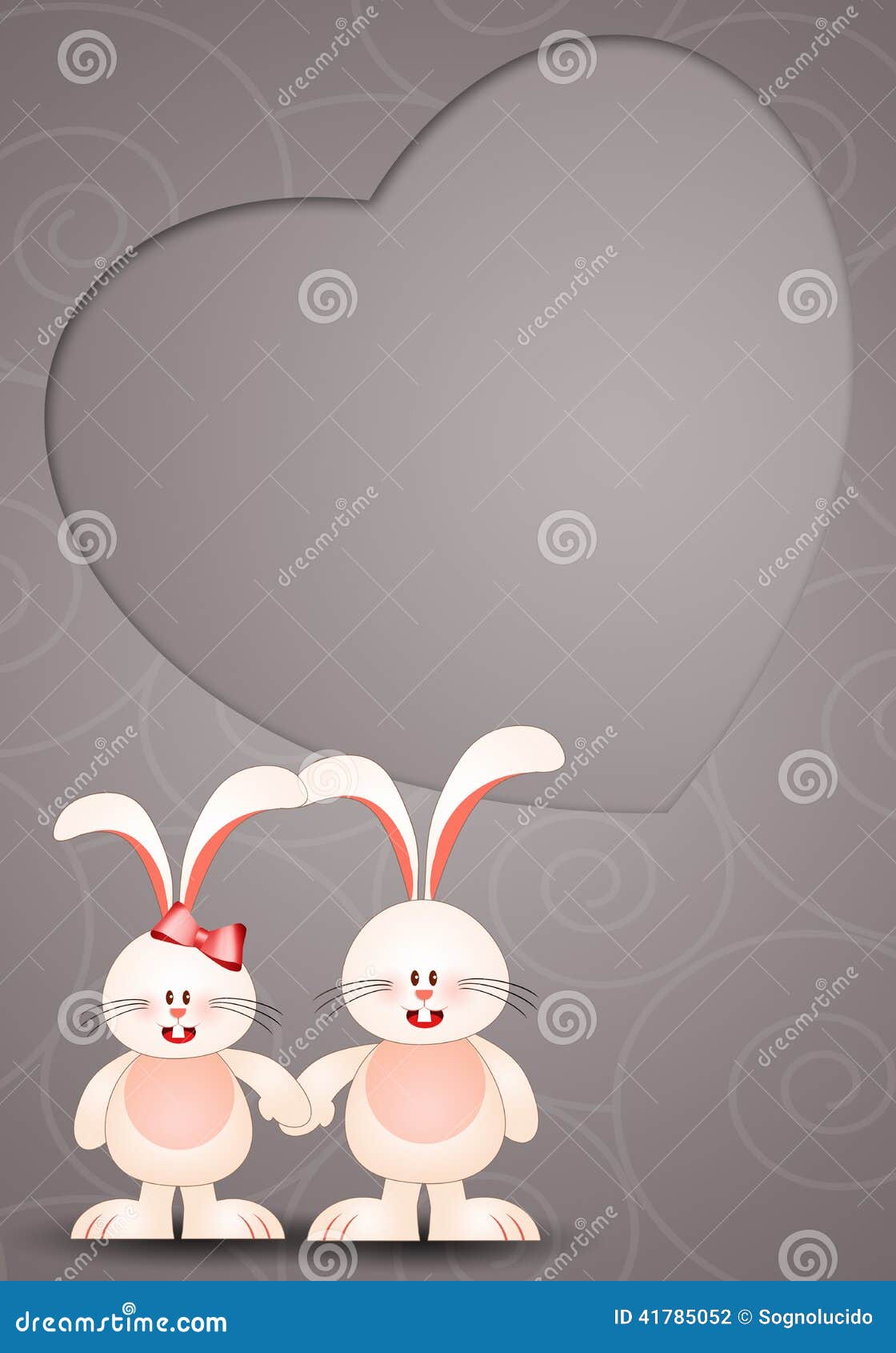 Two Rabbits in Love with Heart Stock Illustration - Illustration of ...