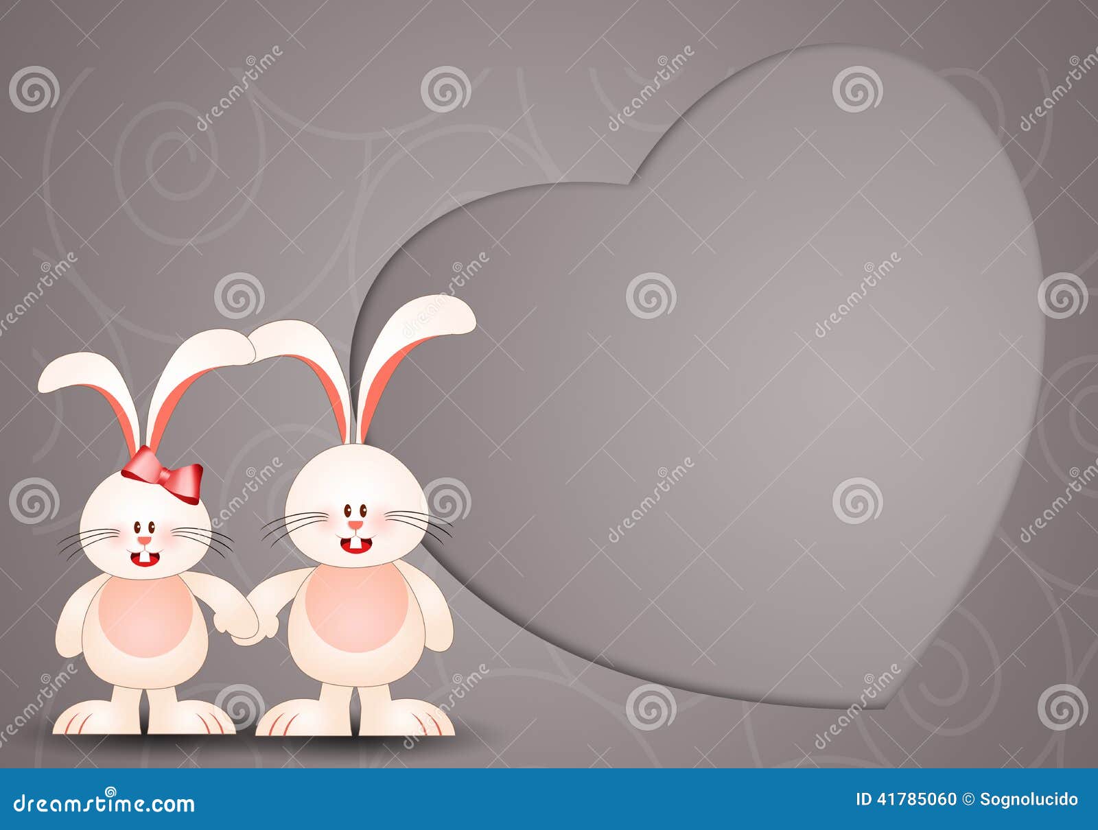 Two Rabbits in Love with Heart Stock Illustration - Illustration of ...