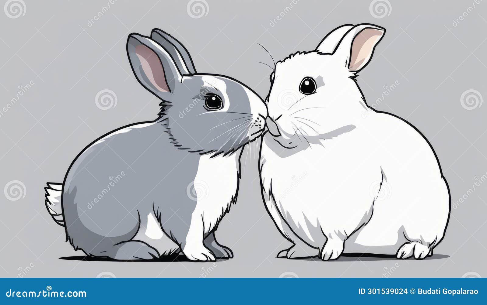 Two Rabbits Sitting Next To Each Other Stock Illustration ...