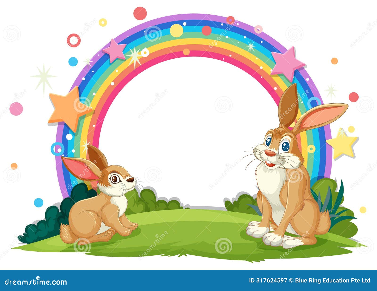 Two Rabbits Under a Vibrant Rainbow Stock Vector - Illustration of lush, rainbow: 317624597