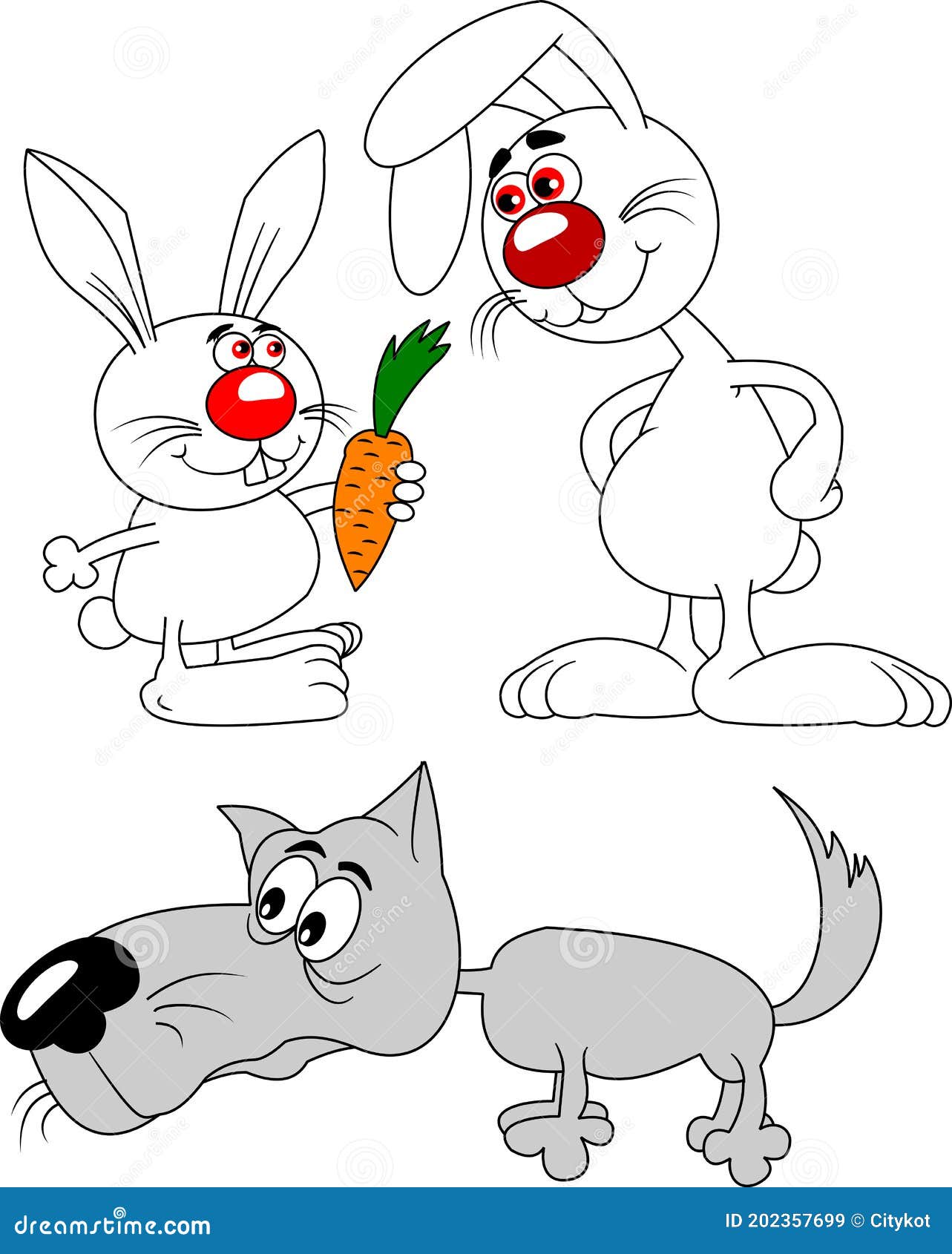 Two rabbits and a wolf stock vector. Illustration of head - 202357699