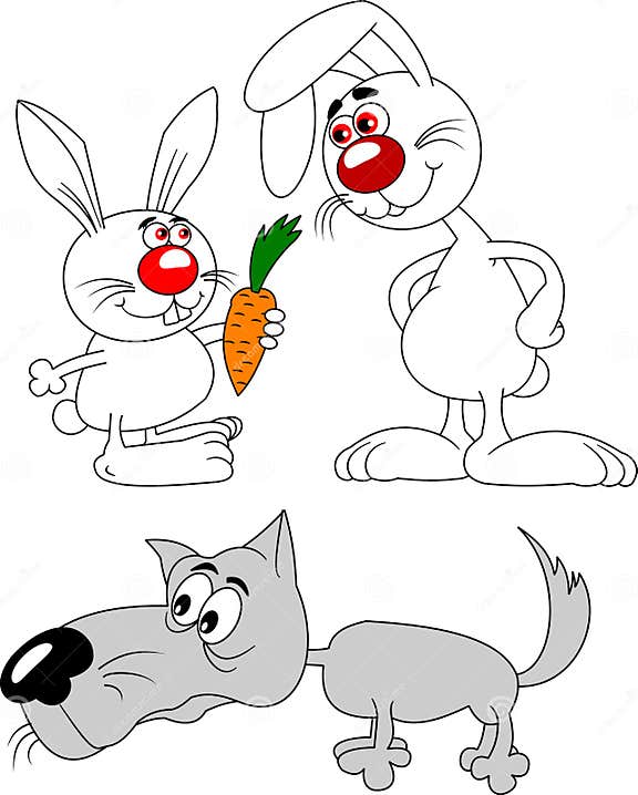 Two rabbits and a wolf stock vector. Illustration of head - 202357699