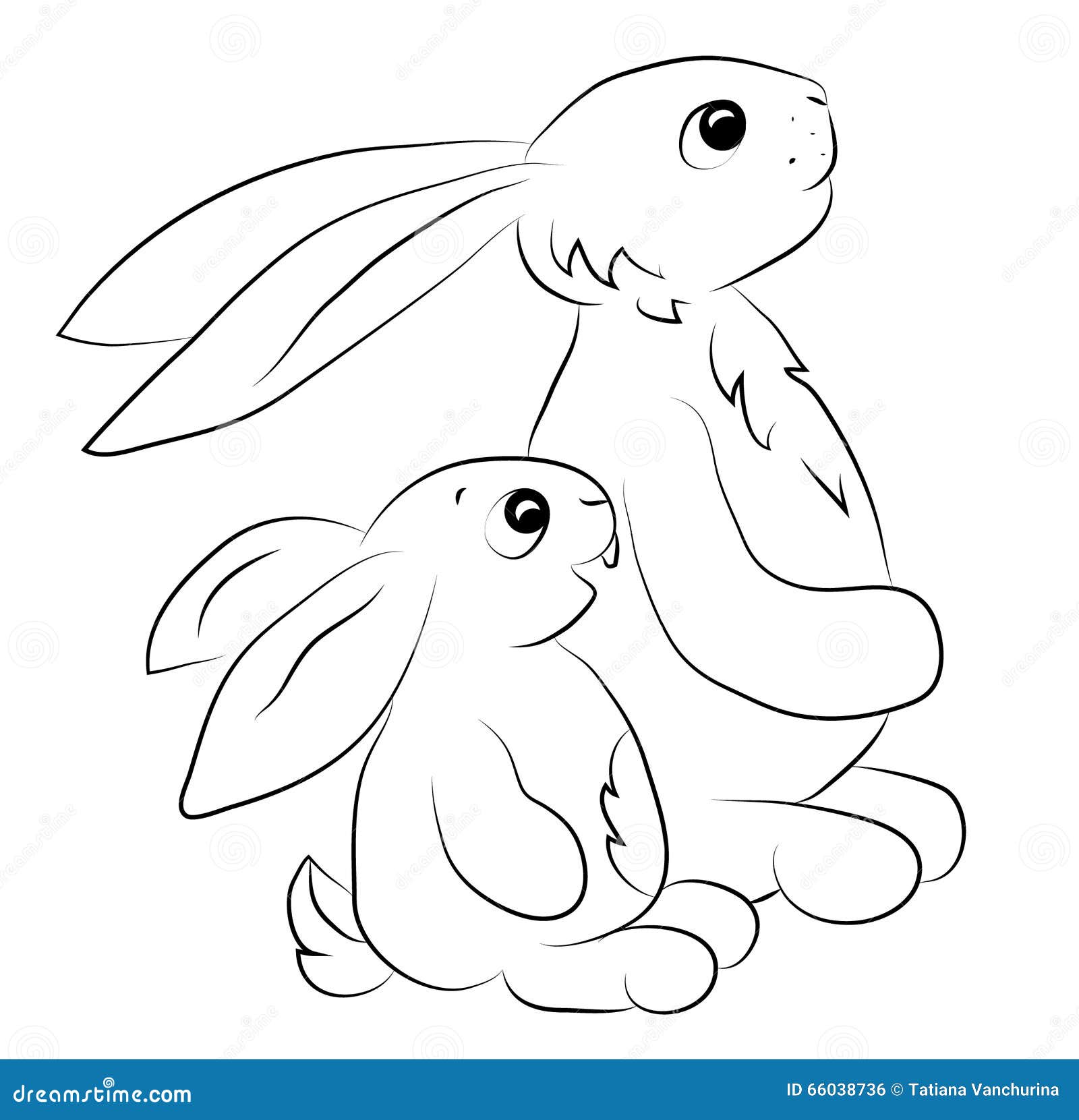 Two Rabits Looking Towards Outline Stock Vector - Illustration of ...